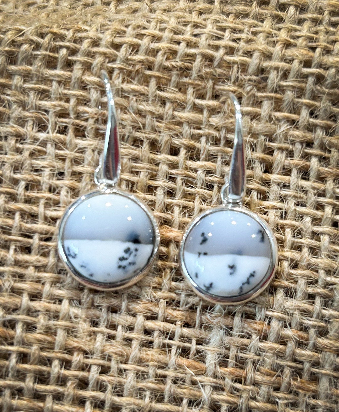 Unique One of a Kind Tree Agate Dangle Earring, Sterling Silver, Opal ...