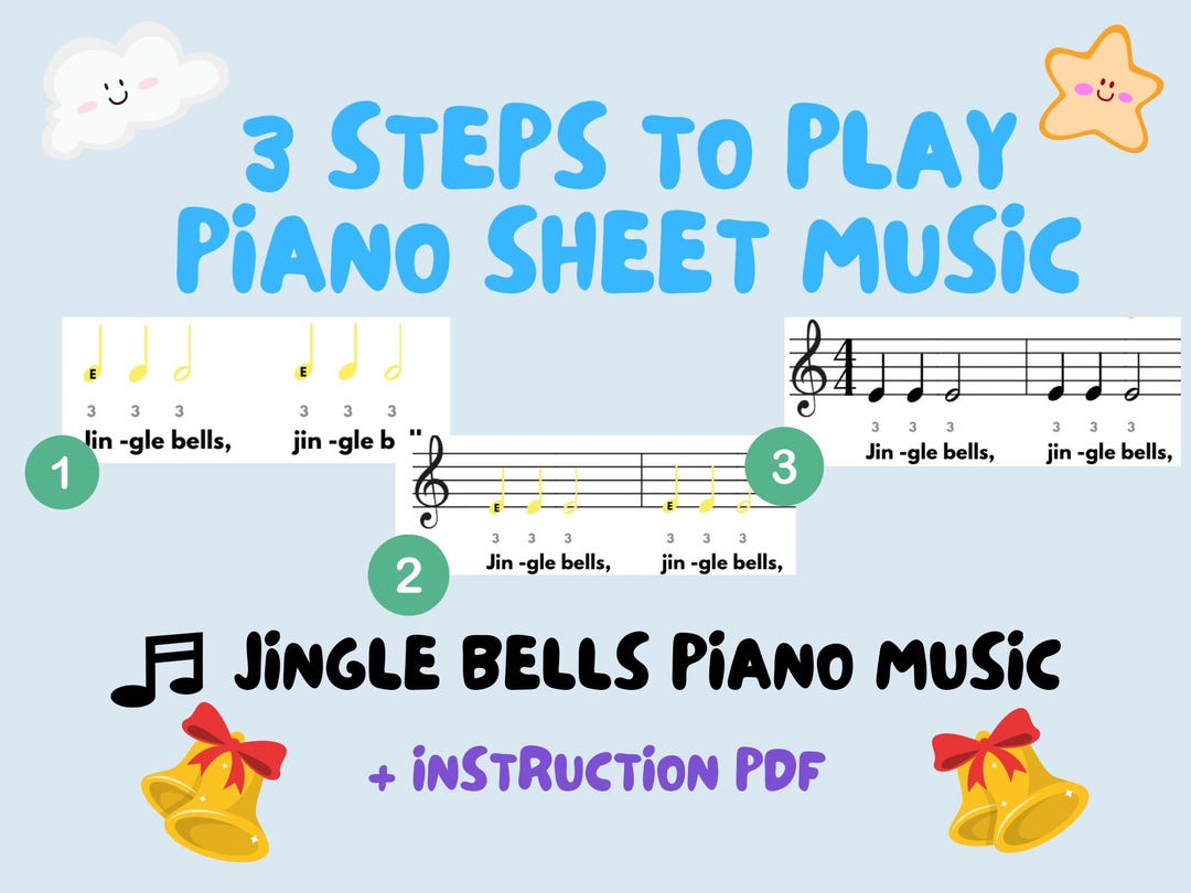 Jingle Bells Piano Music | Color-coded Beginner Sheets | 3 Stages for ...