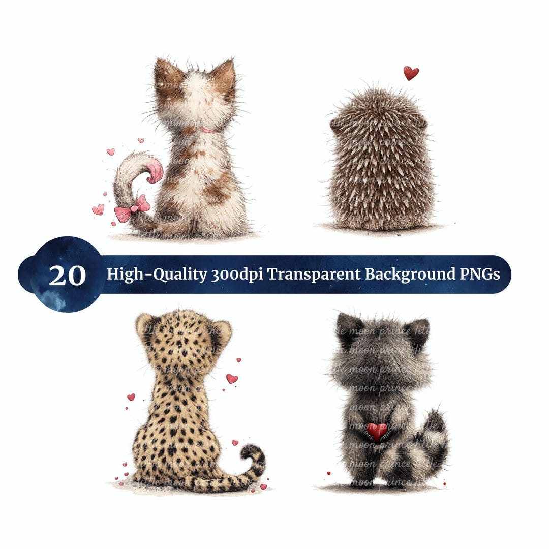 Whimsical Animals Backwards Clipart Set | Romantic Hearts, Pets ...