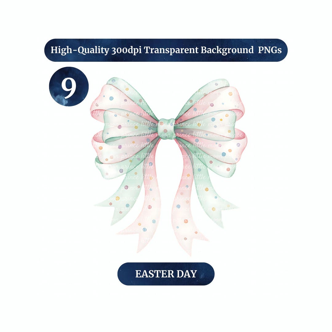 9 Watercolor Coquette Clipart Set | Easter Day Bows Design Pngs ...