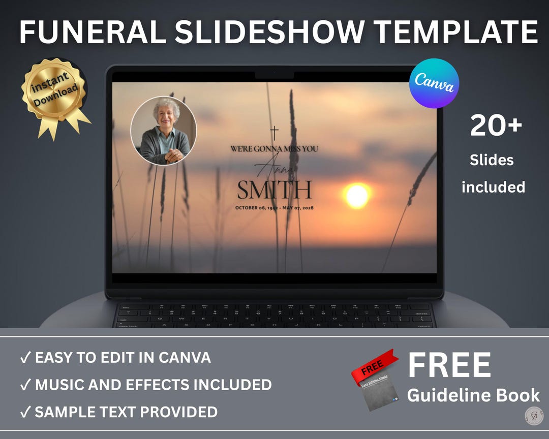 Peaceful Funeral Slideshow Template: Celebration of Life, Editable in ...