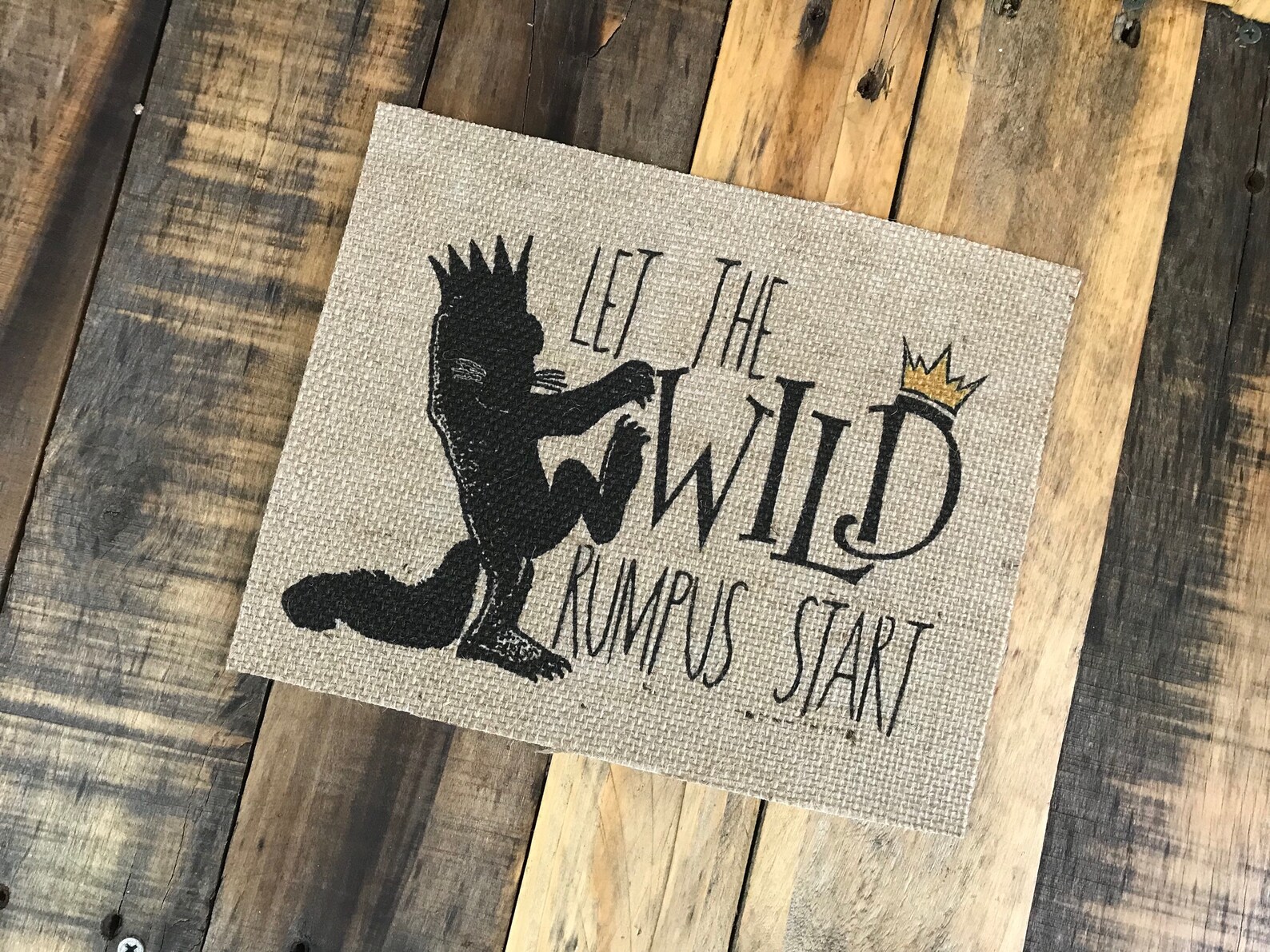 Burlap Where the Wild Things Are let the Wild Rumpus Start Nursery Art ...