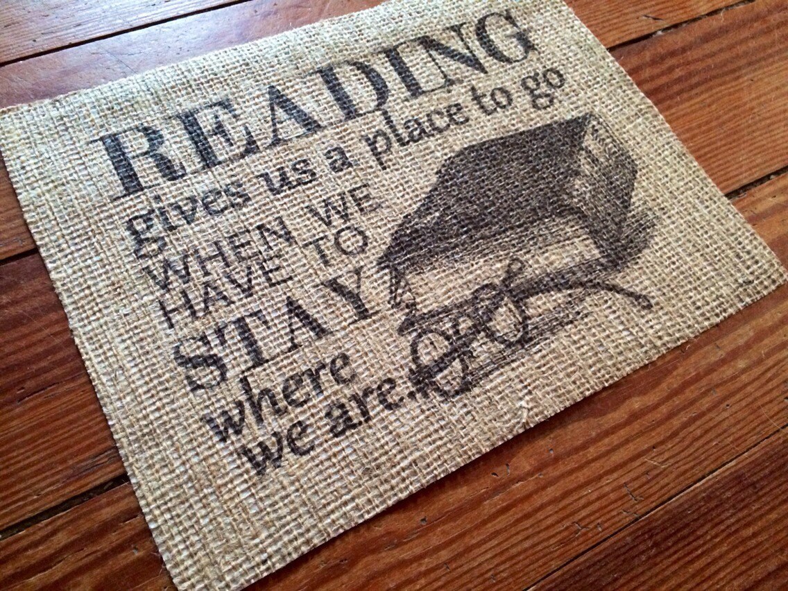 READING Burlap Print Home Library Sign Rustic Home Decor - Etsy