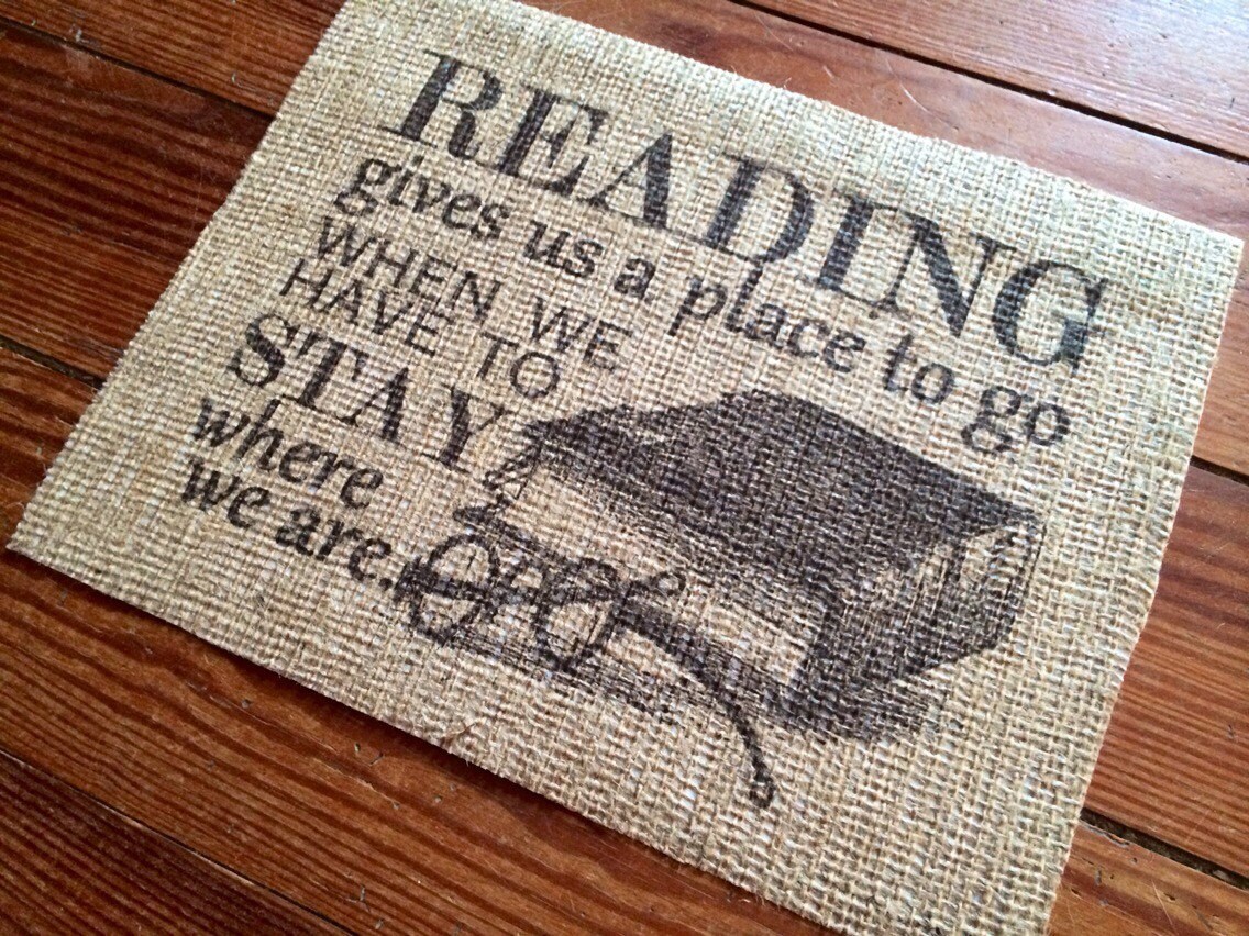 READING Burlap Print Home Library Sign Rustic Home Decor - Etsy