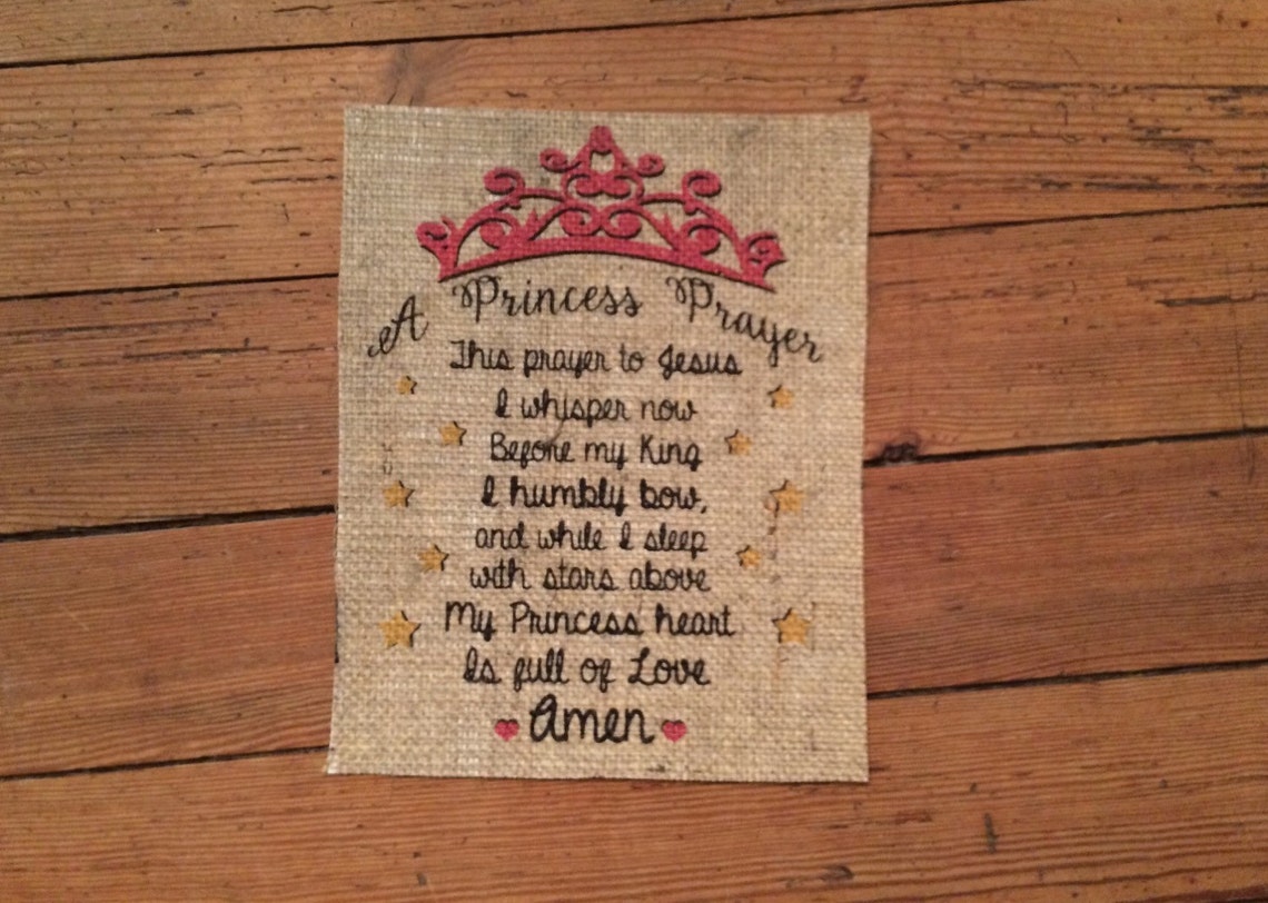 Bedtime "princess Prayer" Burlap Nursery Decor - Baby Shower Gift ...