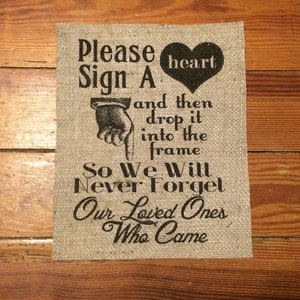 Burlap "please Sign A Heart" - Guestbook Alternative - Wooden Hearts ...
