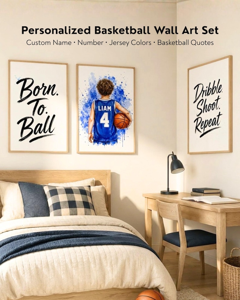 Custom Basketball Portrait, Basketball Lover Gift for Boys and Girls ...