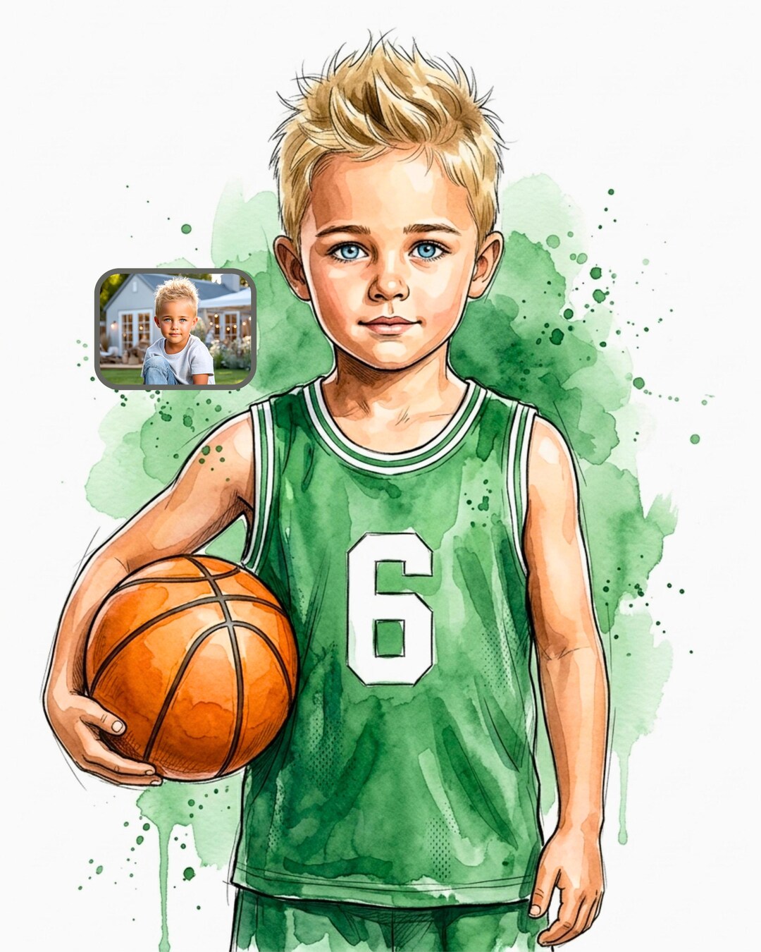 Custom Basketball Portrait, Basketball Lover Gift for Boys and Girls ...