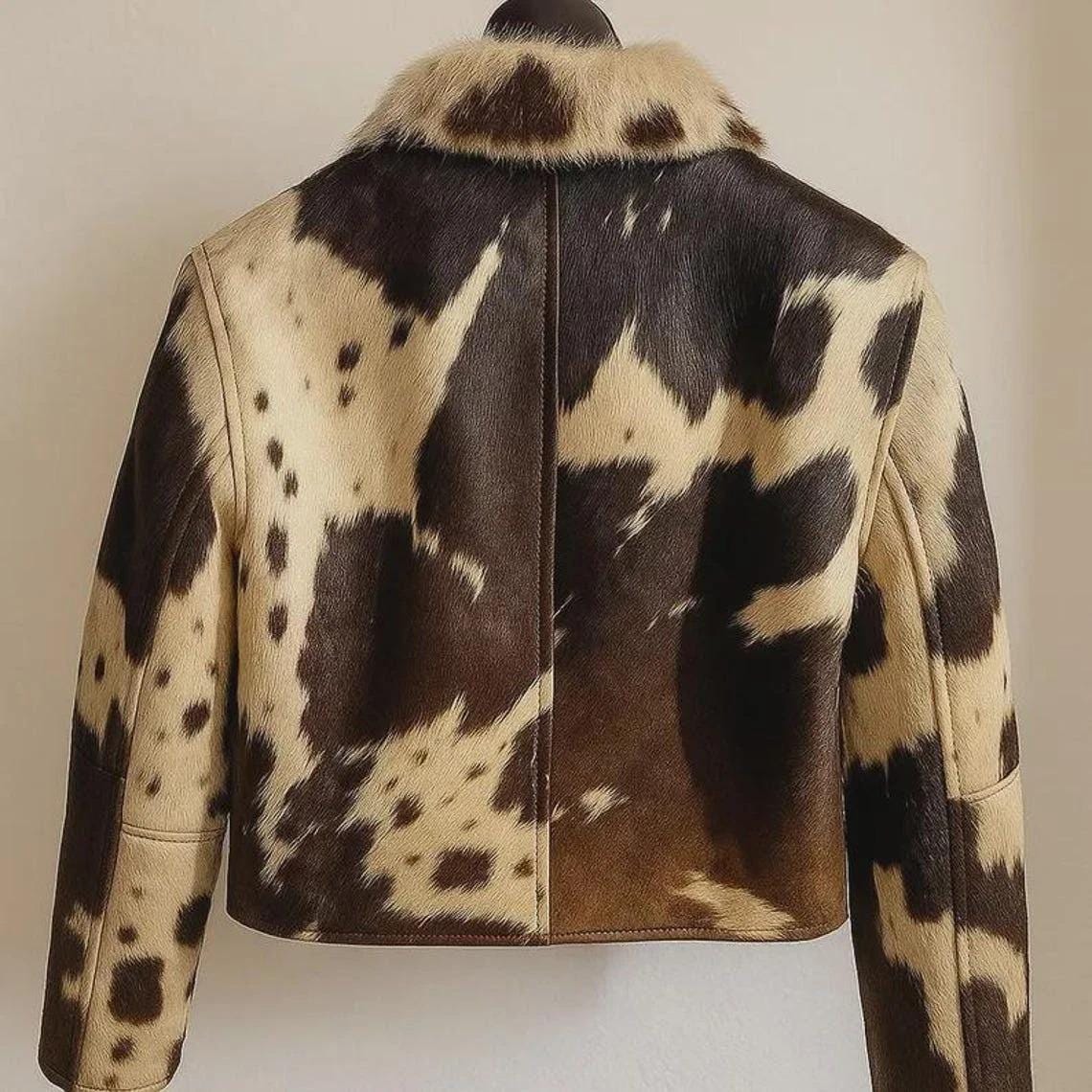 Cowhide Pony Hair Leather Jacket | Genuine Fur Biker Coat - Etsy