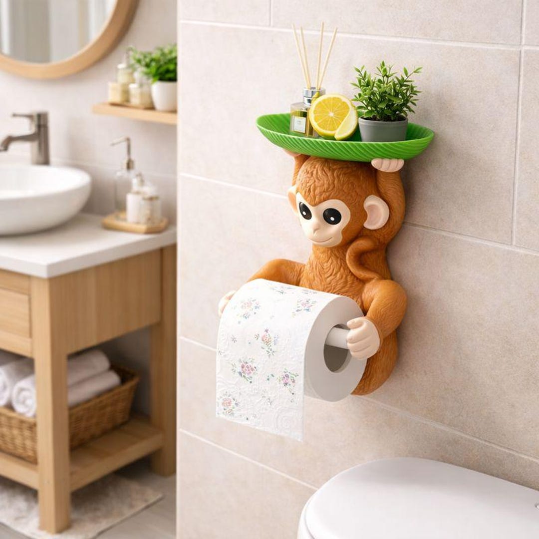 Monkey Toilet Paper Holder | Wall Mounted Cute Animal TP Holder | No ...