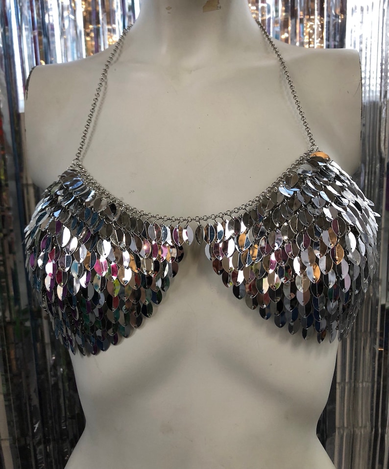 Dragon Scale Sequin Chain Bra - Etsy Australia