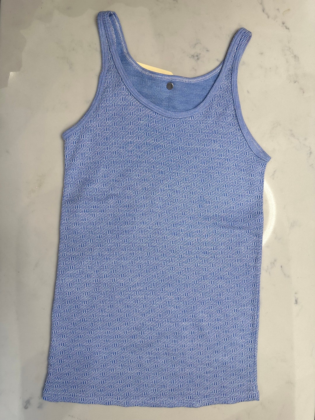 70s Light Blue Knit Tank Top - Etsy
