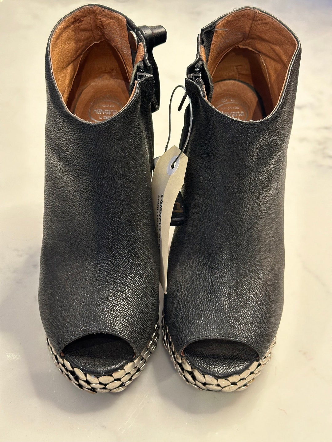 Black Leather Wedge Heels - Etsy