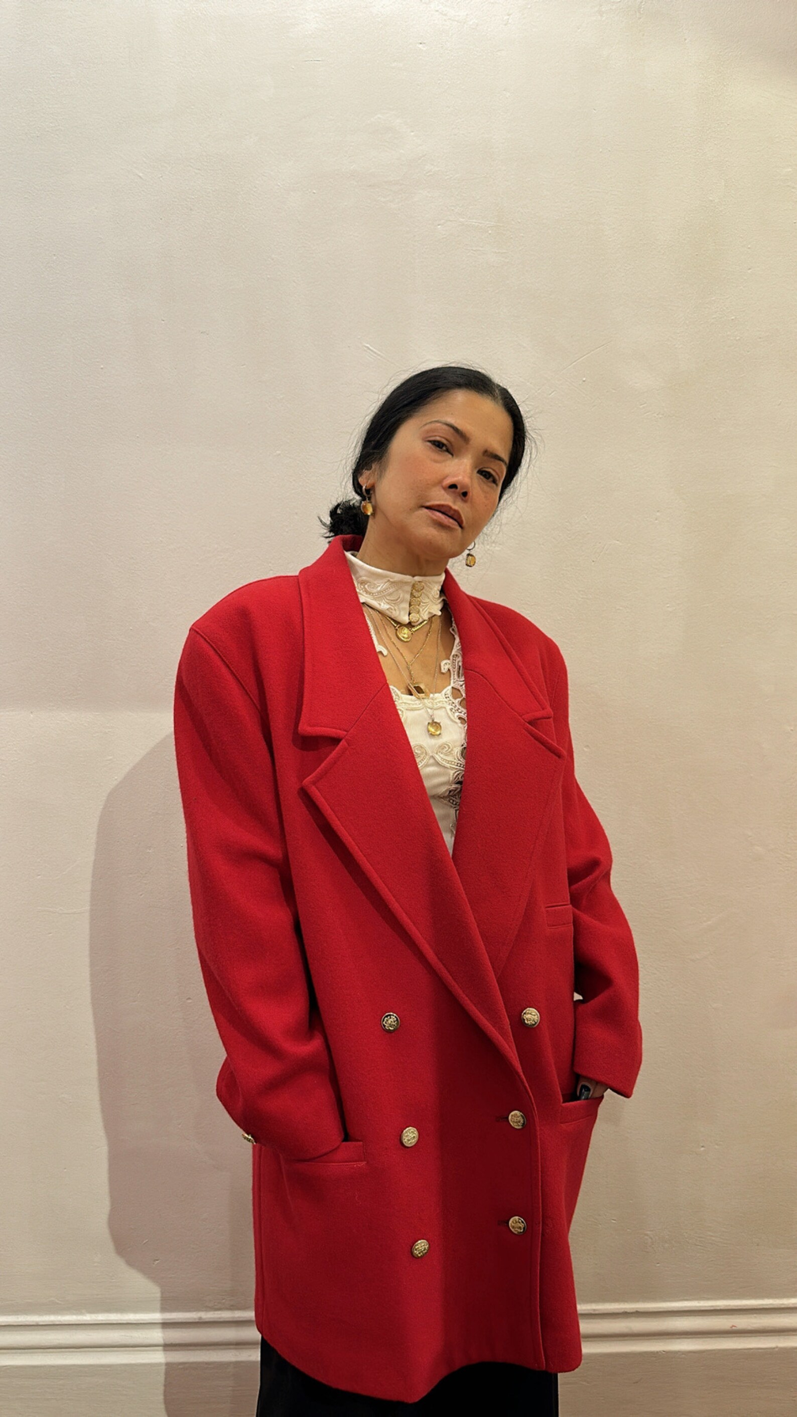 80s Scarlet Wool Double-breasted Coat - Etsy