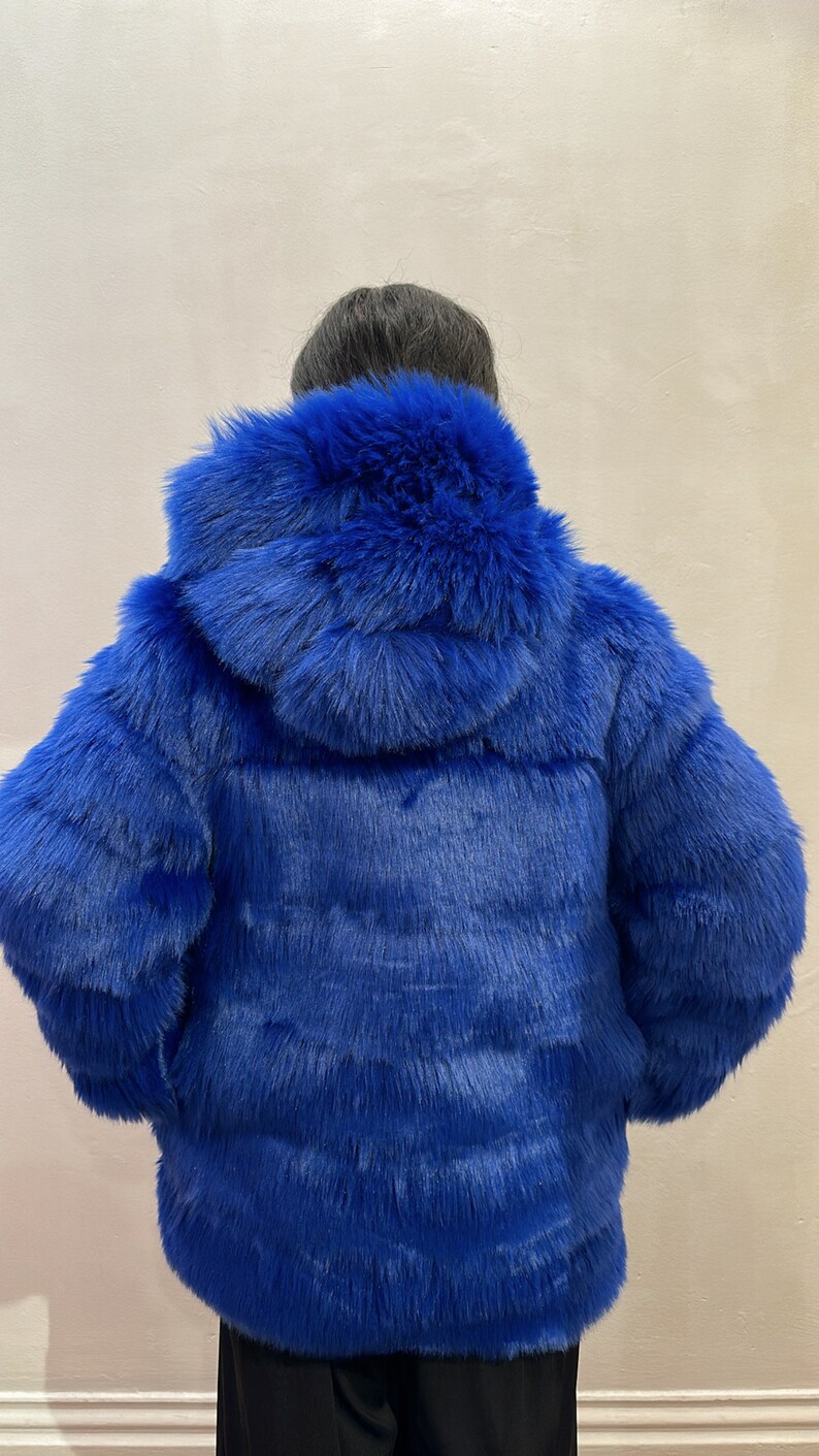 Electric Faux Fur Hooded Coat - Etsy