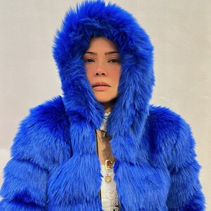 Electric Faux Fur Hooded Coat - Etsy