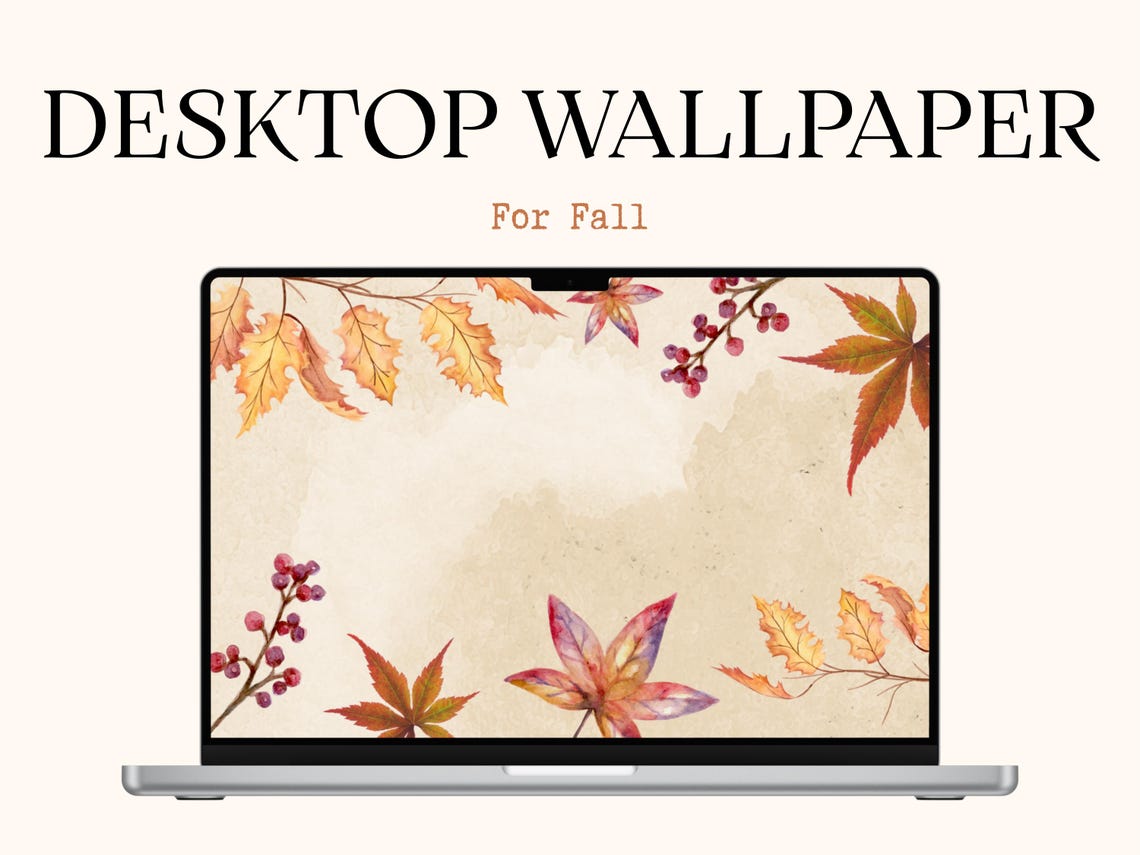 Fall Desktop Wallpaper Watercolor Autumn Leaves Digital Download - Etsy