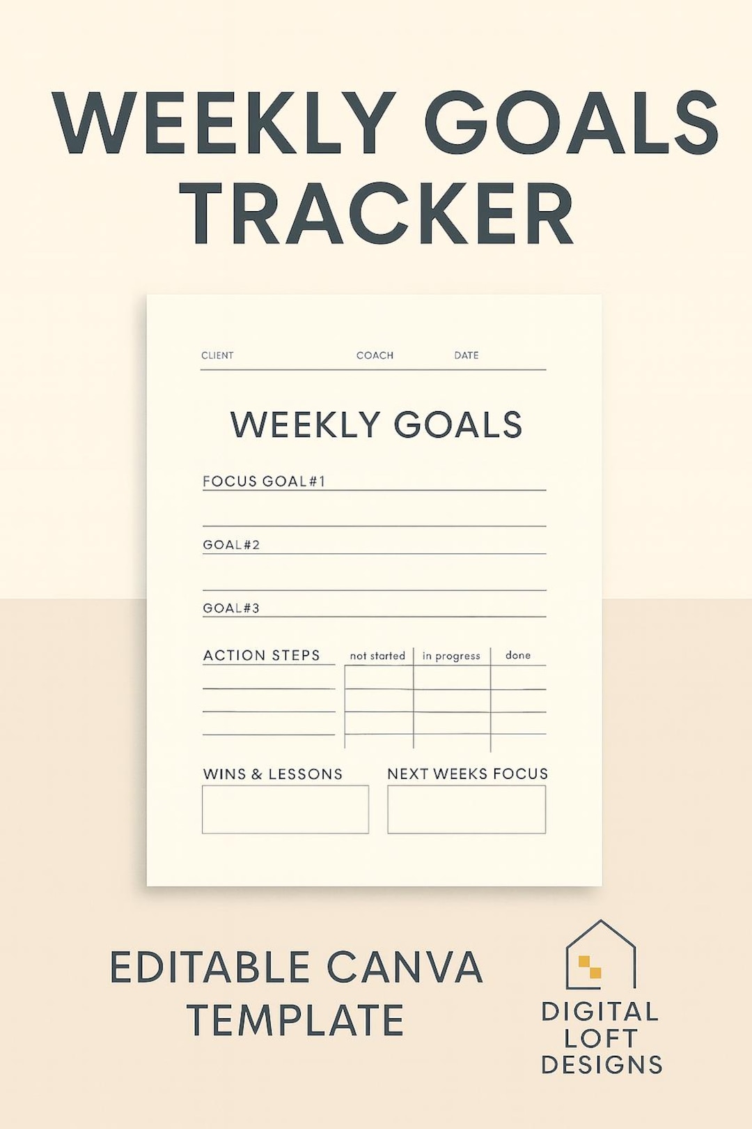 Weekly Goals Tracker | Canva Template | Coaching Progress & Goal ...