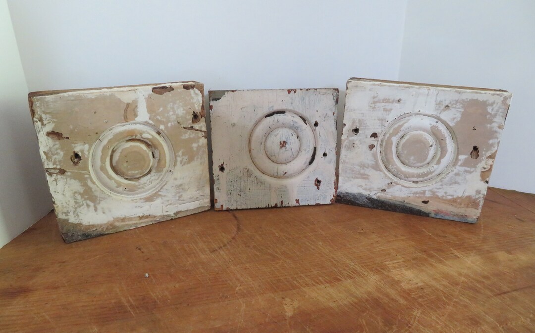 3 Vintage Rosette Corner Blocks Architectural Salvage - Etsy