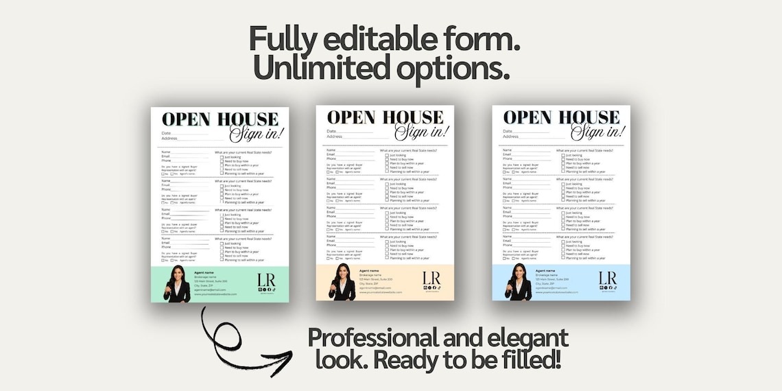 Open House Sign-up Sheet (canva Editable Template & PDF) / Open House ...