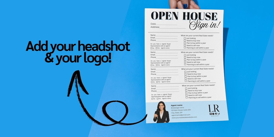 Open House Sign-up Sheet (canva Editable Template & PDF) / Open House ...