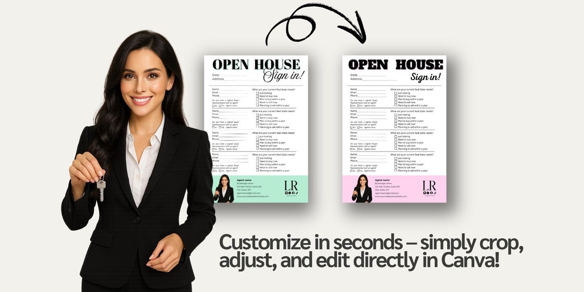 Open House Sign-up Sheet (canva Editable Template & PDF) / Open House ...