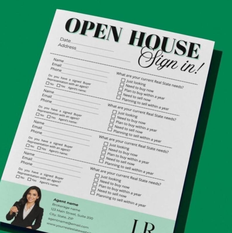 Open House Sign-up Sheet (canva Editable Template & PDF) / Open House ...