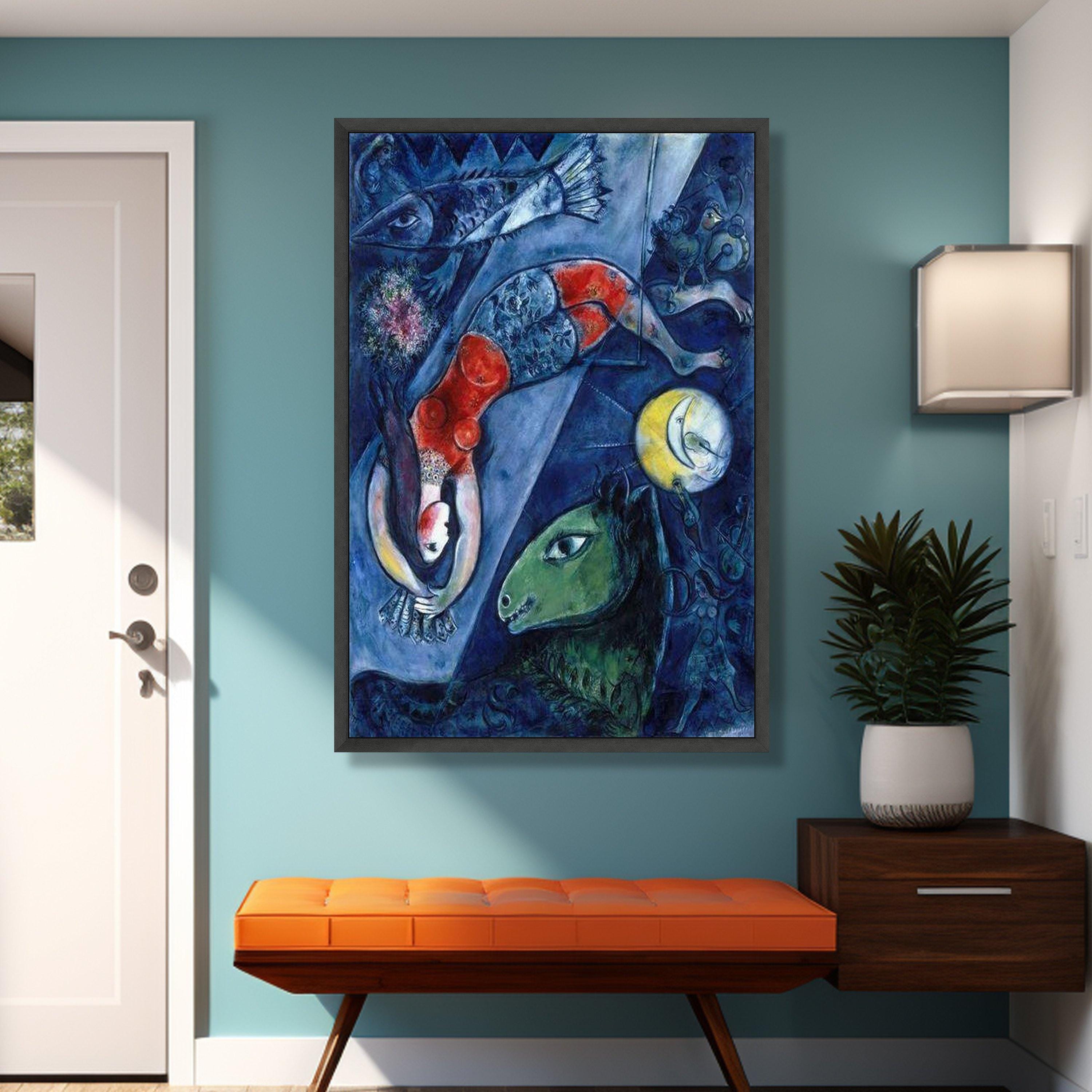 Marc Chagall Inspired Circus Acrobat Canvas, Surreal Blue Art Print ...