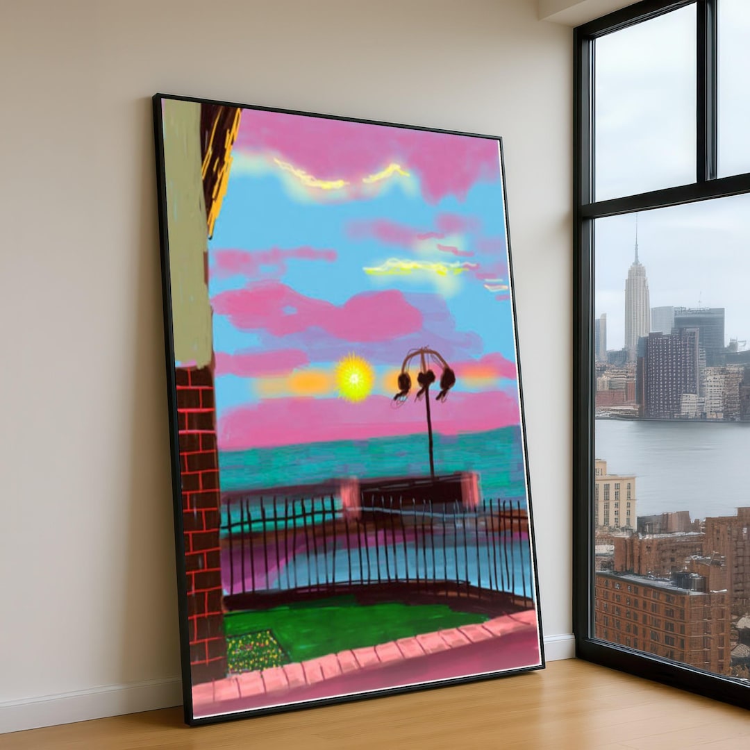 David Hockney Style Seaside Sunset Canvas, Coastal Art, Ready to Hang ...