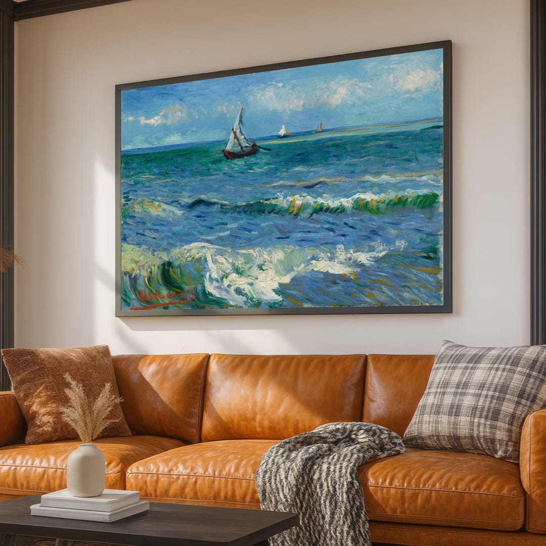 Van Gogh Seascape Canvas Print, Ocean Waves, Nautical Art - Etsy
