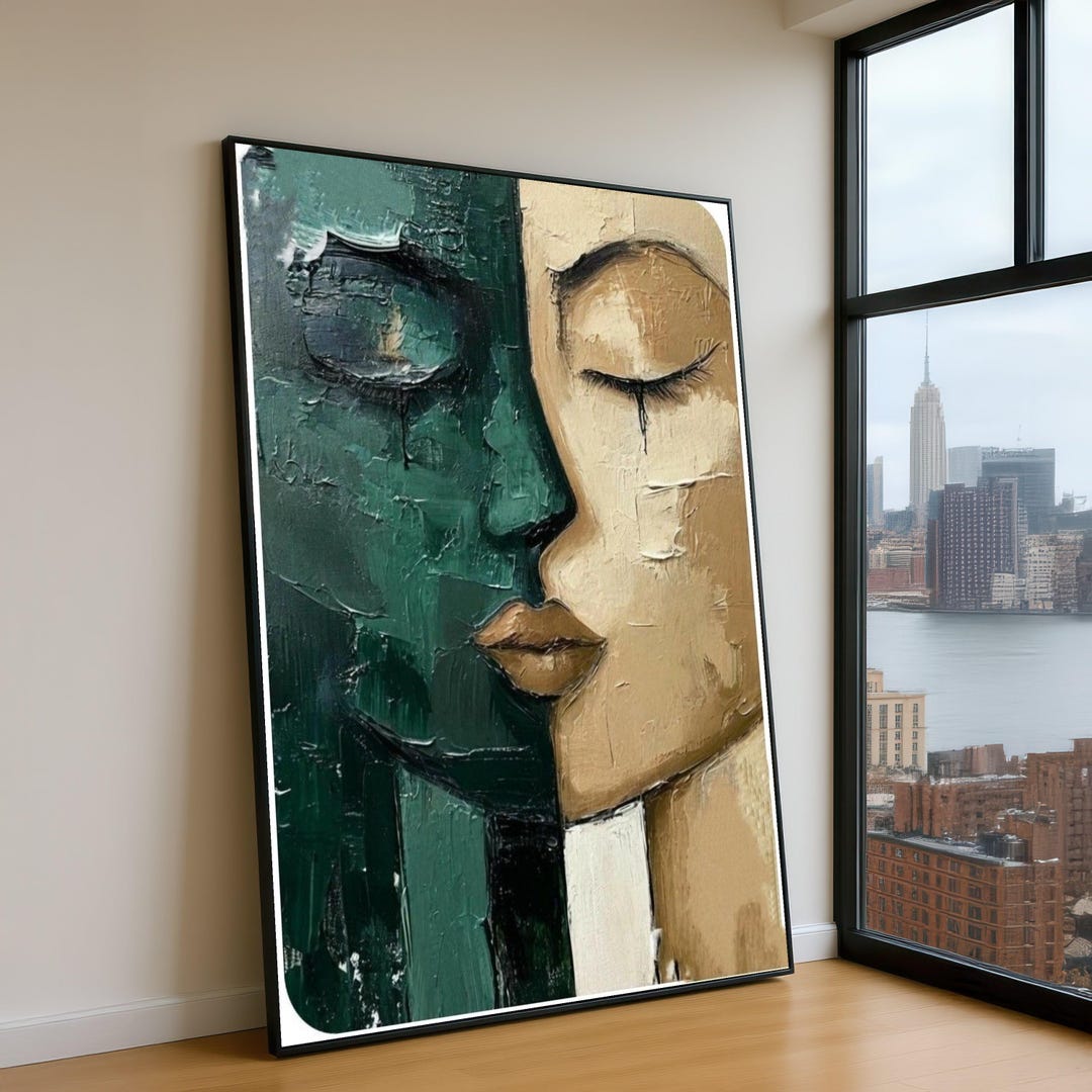 Abstract Couple Faces Canvas Print, Modern Expressionist Portrait - Etsy