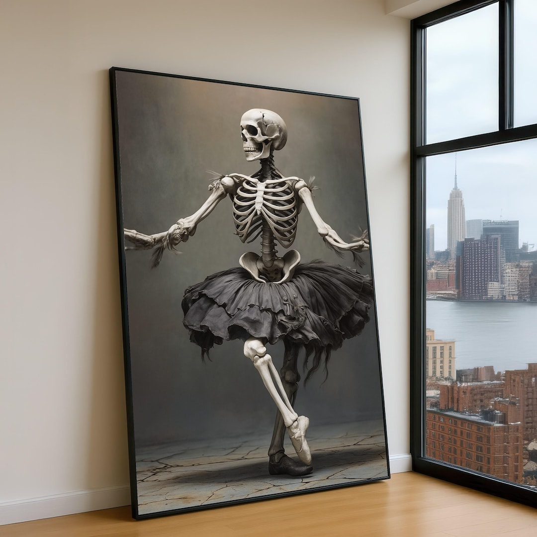Gothic Skeleton Ballerina Canvas, Spooky Halloween Wall Art - Etsy
