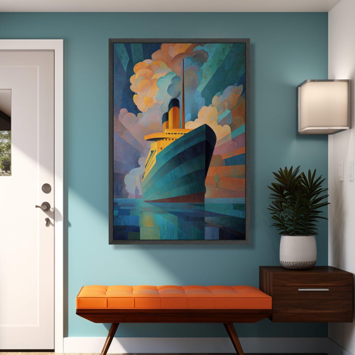 Art Deco Ocean Liner Canvas, Retro Nautical Ship Wall Art - Etsy UK