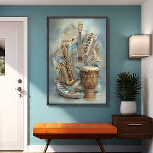 Vintage Musical Instruments Canvas Art, Abstract Music Wall Decor - Etsy