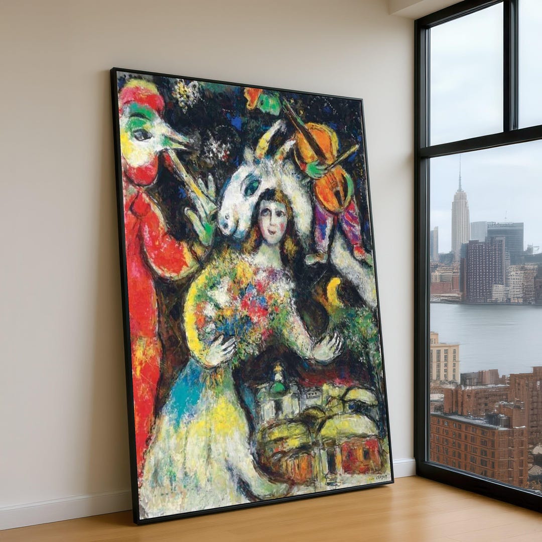 Marc Chagall Inspired Dreamlike Canvas, Surreal Colorful Wall Art ...