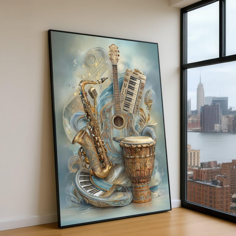 Vintage Musical Instruments Canvas Art, Abstract Music Wall Decor - Etsy