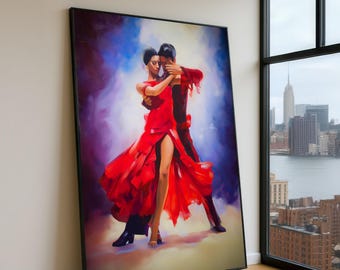 Passionate Tango Dance Couple Canvas, Romantic Ballroom Art, Flamenco ...