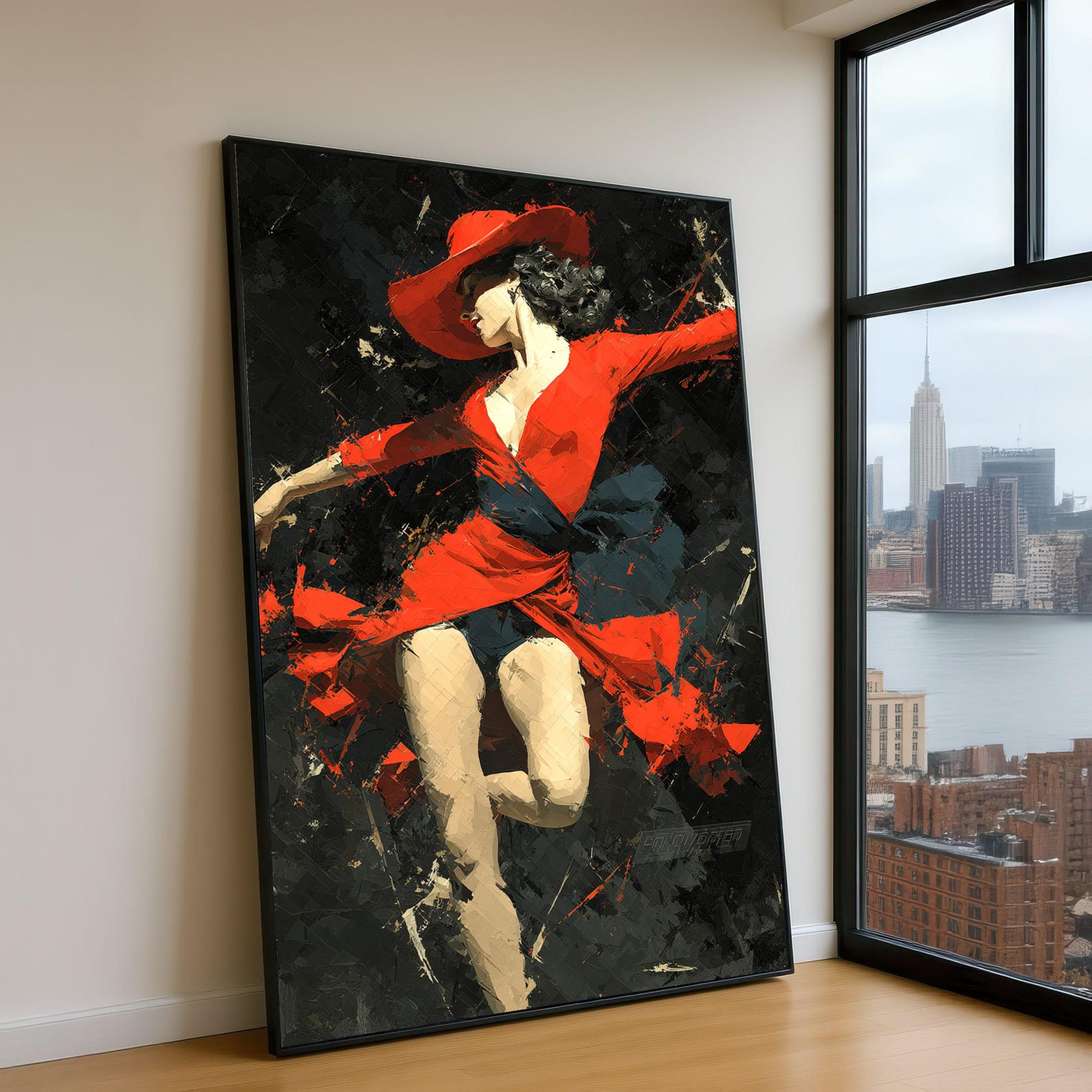 Dynamic Flamenco Dancer Canvas, Red Dress Wall Art, Modern Abstract ...