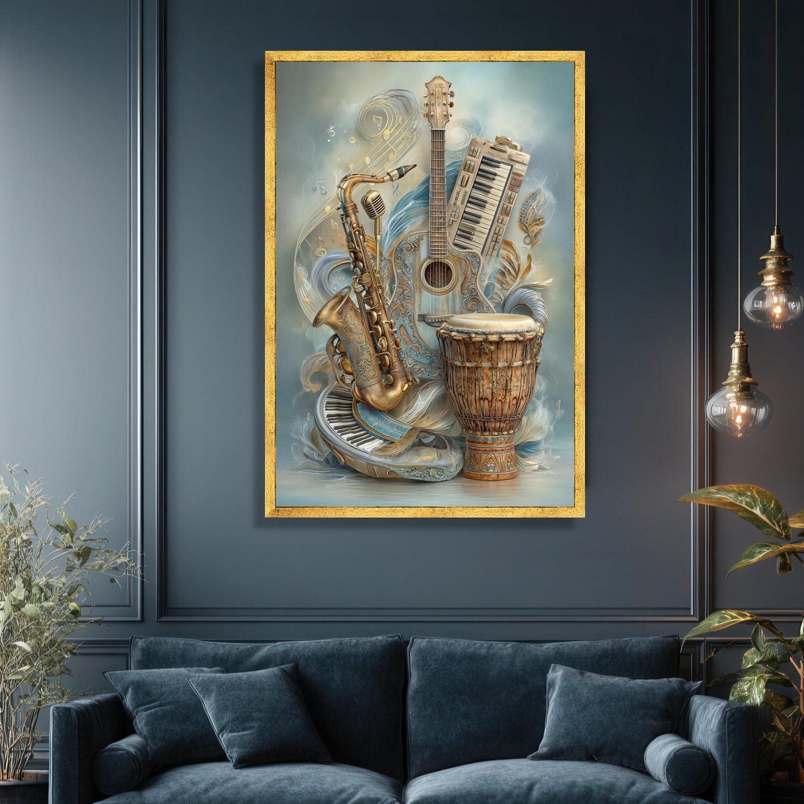 Vintage Musical Instruments Canvas Art, Abstract Music Wall Decor - Etsy