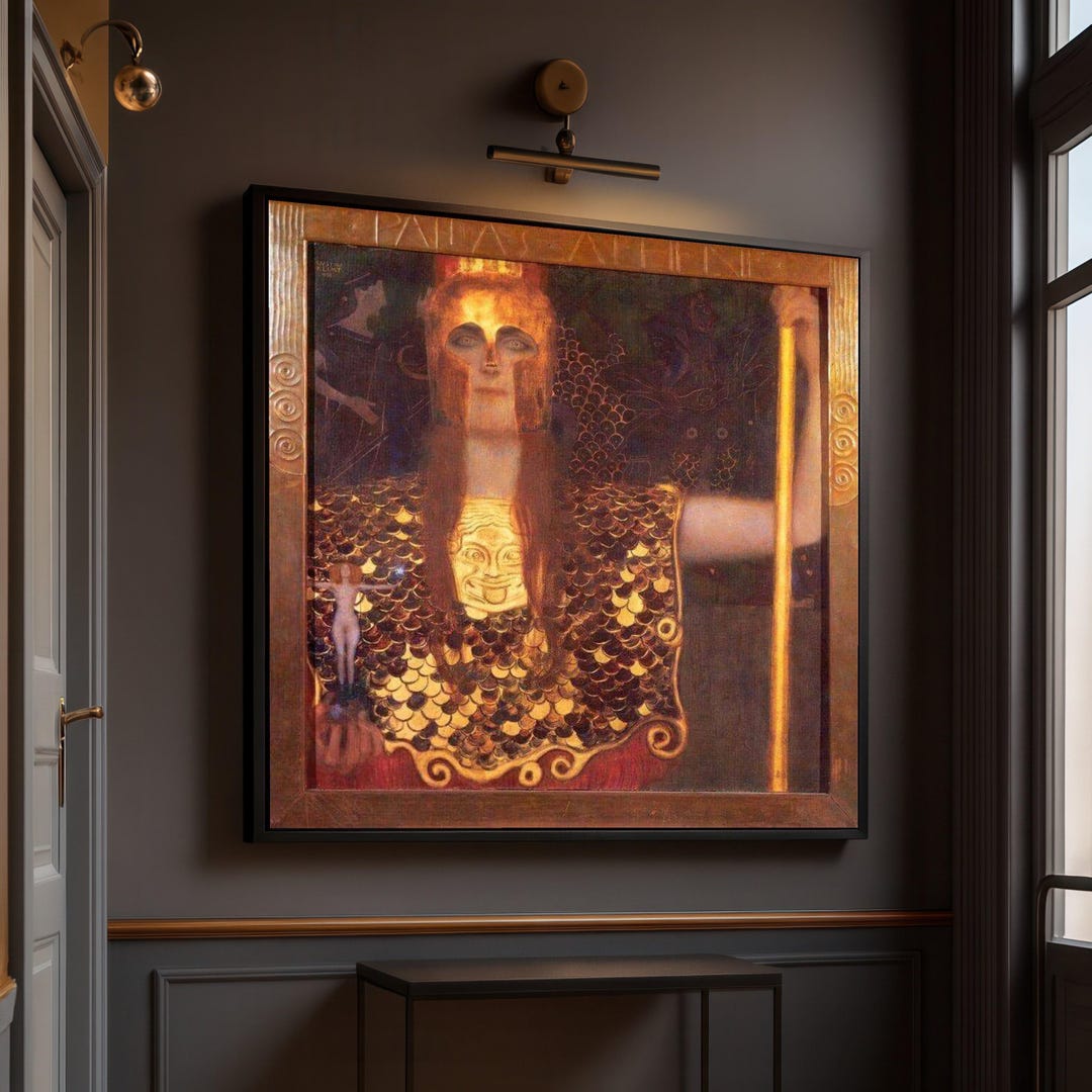 Gustav Klimt Athena Canvas Wall Art, Mythological Greek Goddess ...