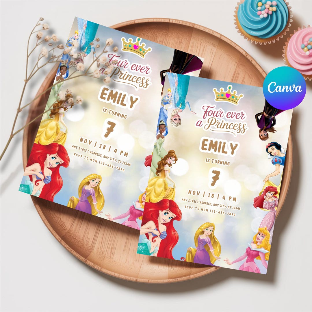 Four Ever A Princess Birthday Invitation, Fourever A Princess ...