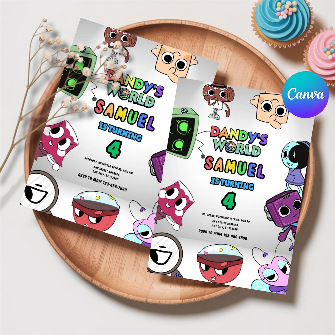 Roblox, Dandy’s World Birthday Party Invitation Card, Printable ...