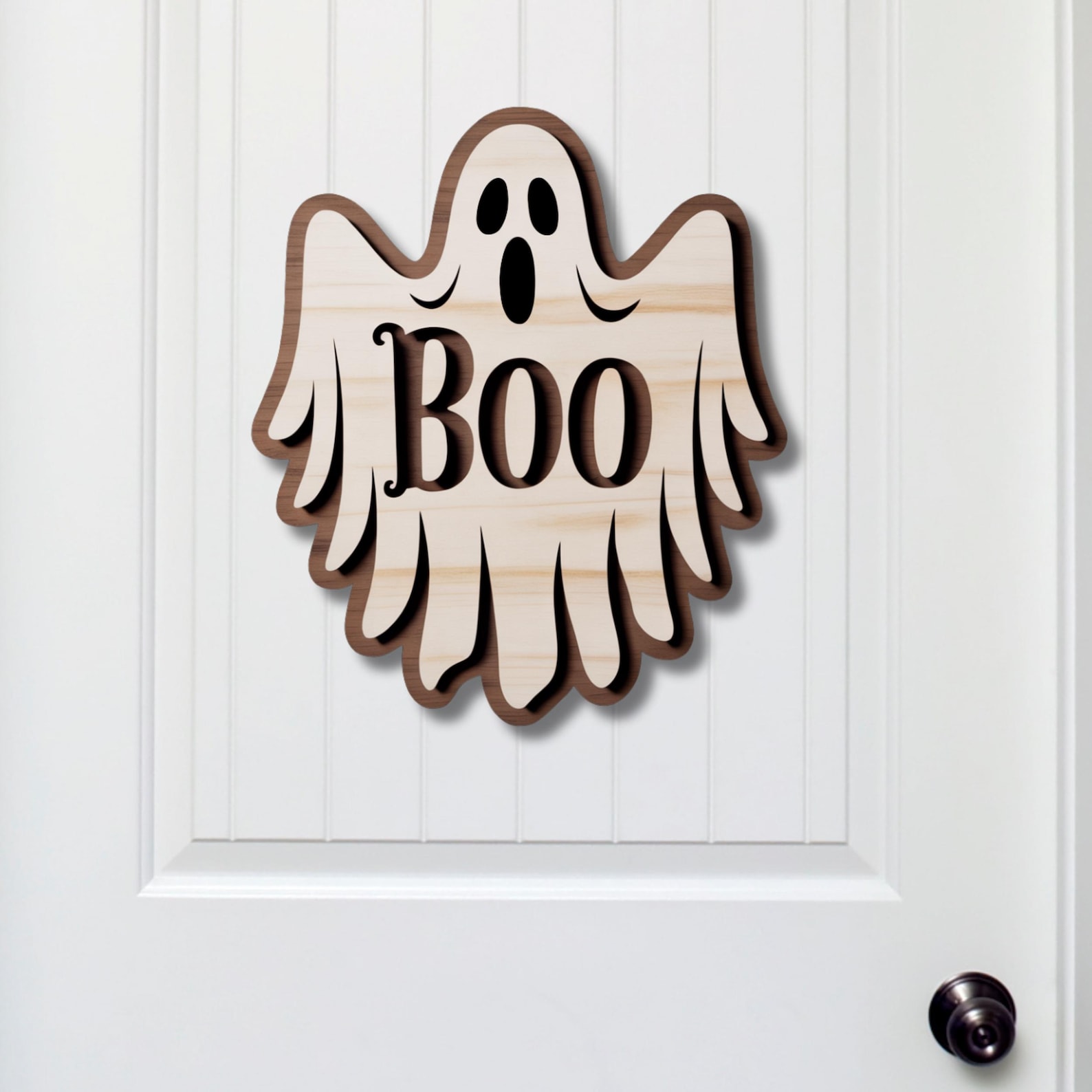 Boo Ghost Wall Sign SVG, Halloween Door Hanger Laser Cut File, Spooky ...