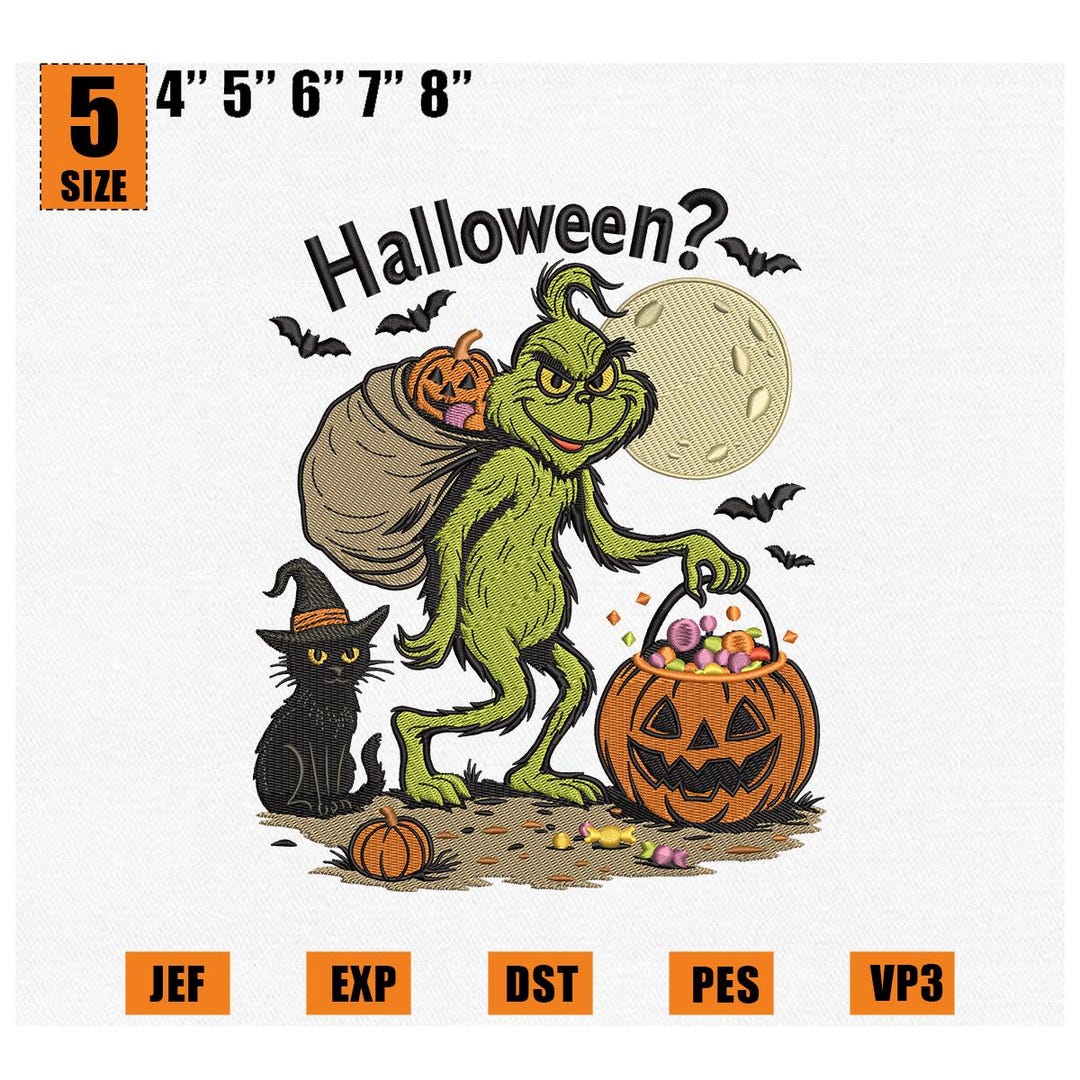 Grinch Halloween Embroidery Design: PES File (digital Download) - Etsy