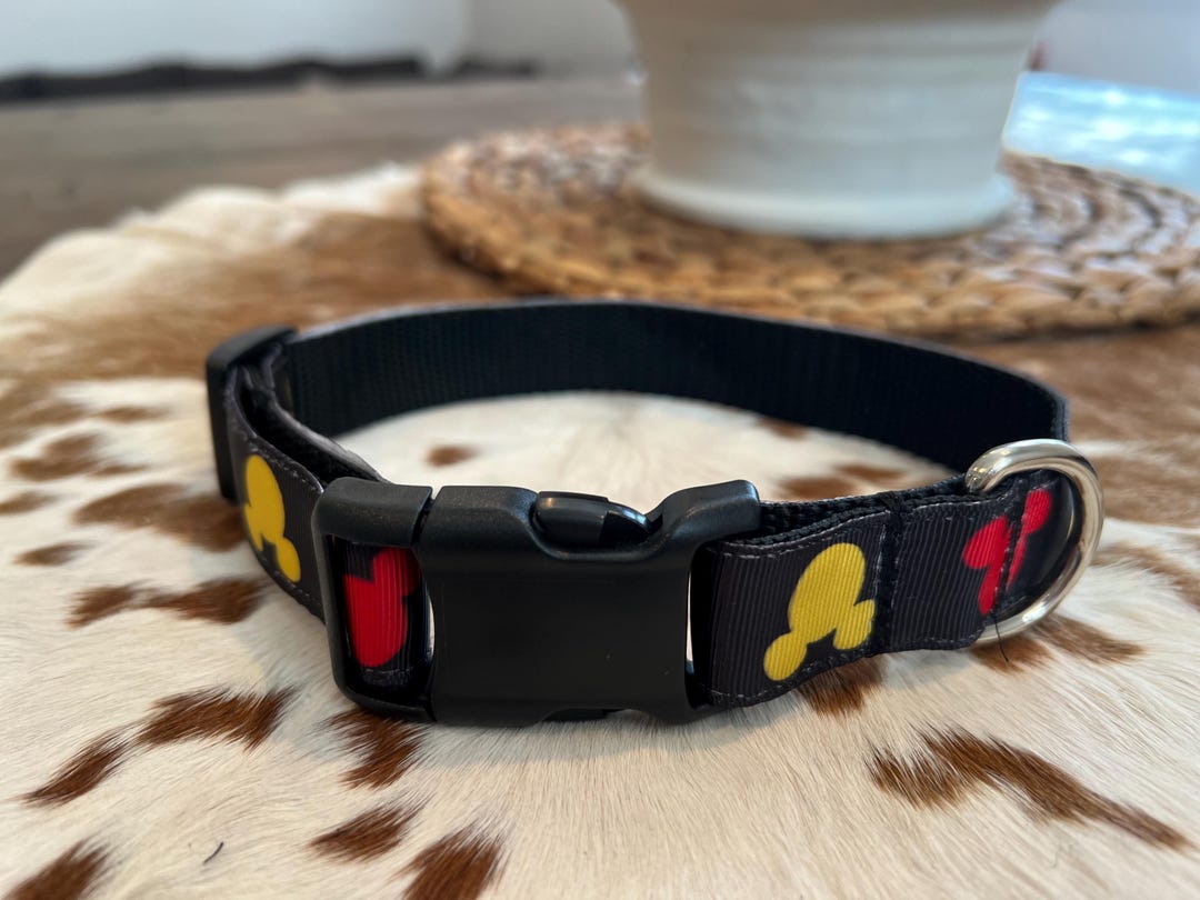 Mickey Mouse Print Dog Collar & Leash - Etsy
