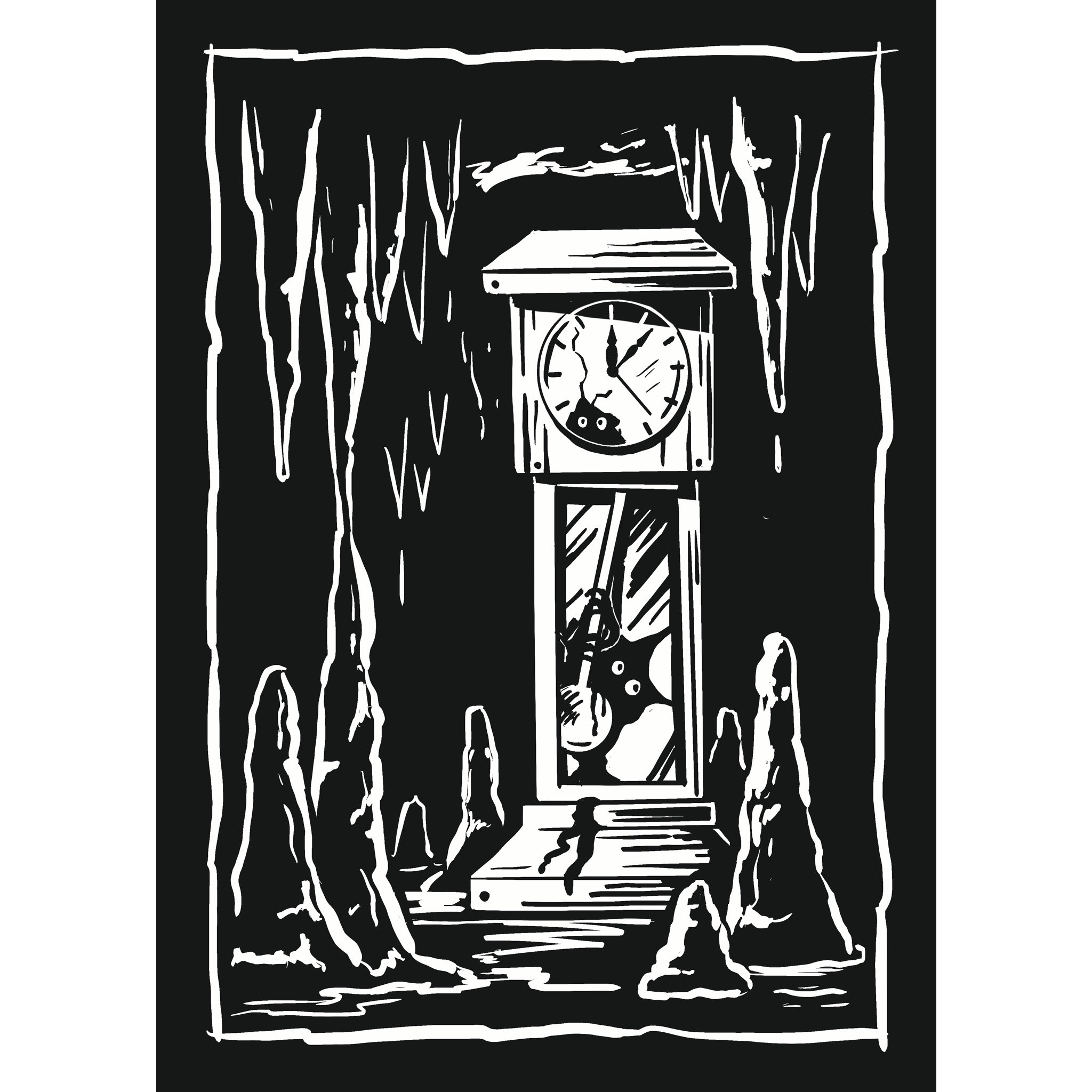 Dark Grandfather Clock Drawing