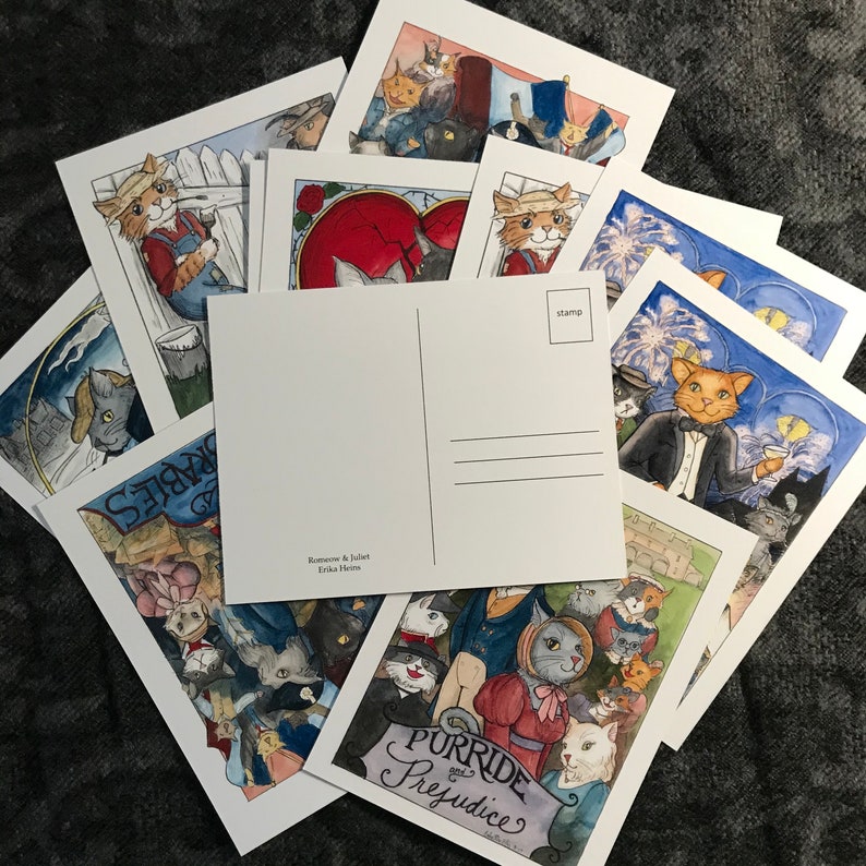 Postcard Set Classics with Cats | Etsy