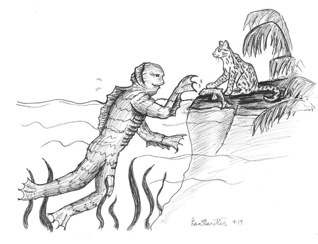 Monsters With Cats: A Fish for You - Etsy