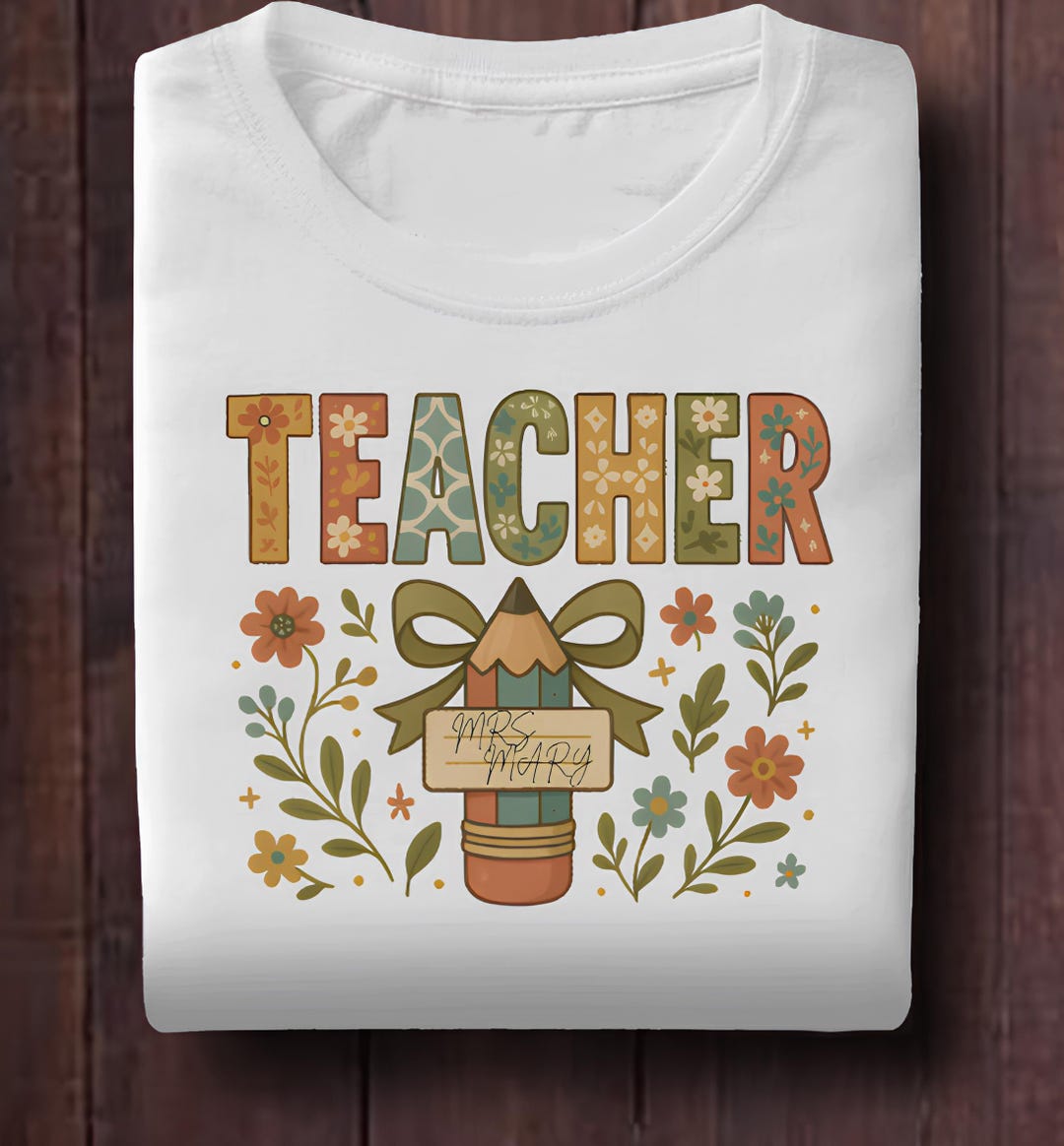 Custom Teacher Name Tag Png,floral Teacher Sublimation Design With ...