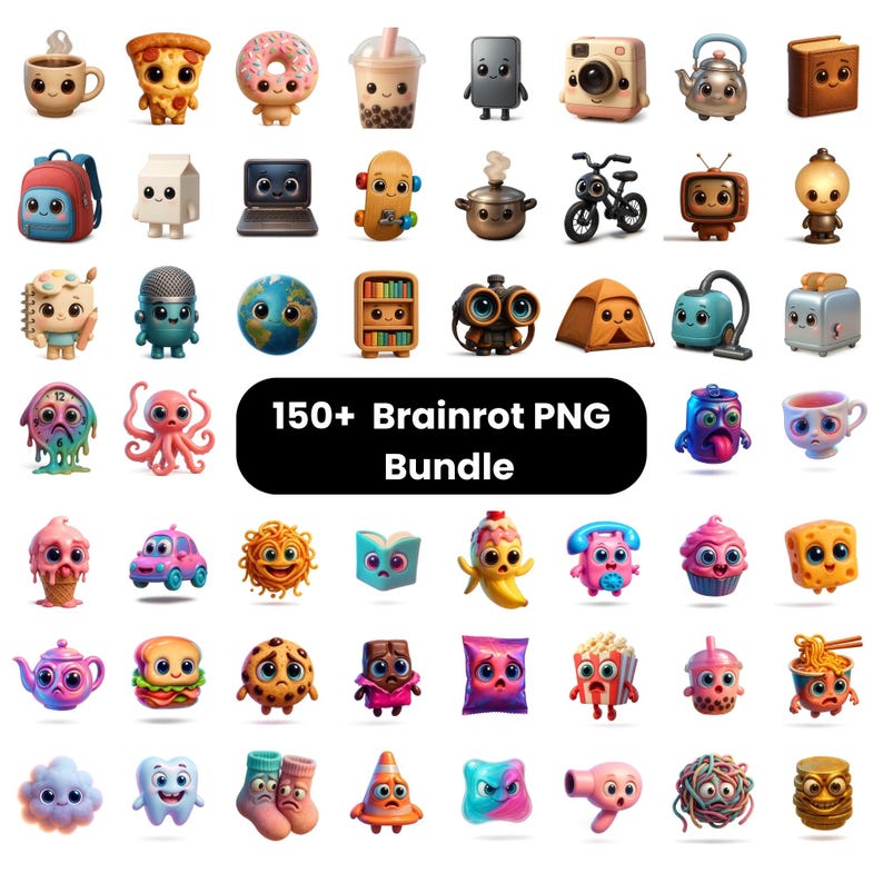 Brainrot PNG Bundle,150+ Chibi Meme Characters,digital Download - Etsy ...